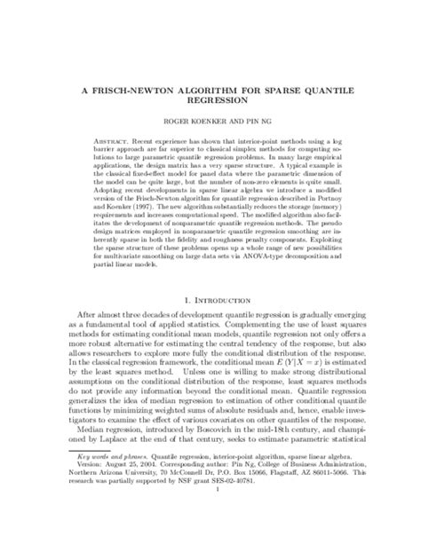 pdf a frisch newton algorithm for sparse quantile regression