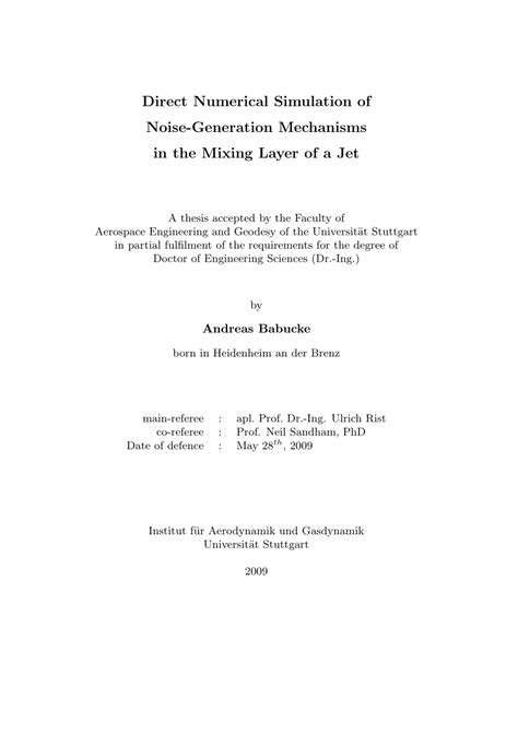 PDF Direct Numerical Simulation Of Noise Generation Mechanisms In The Mixing Layer Of A Jet