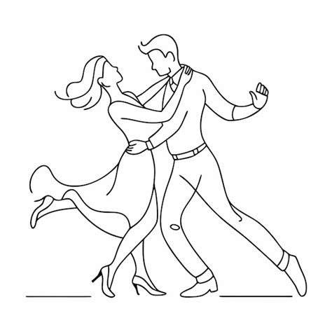 Premium Vector A Drawing Of A Man And Woman Dancing Together
