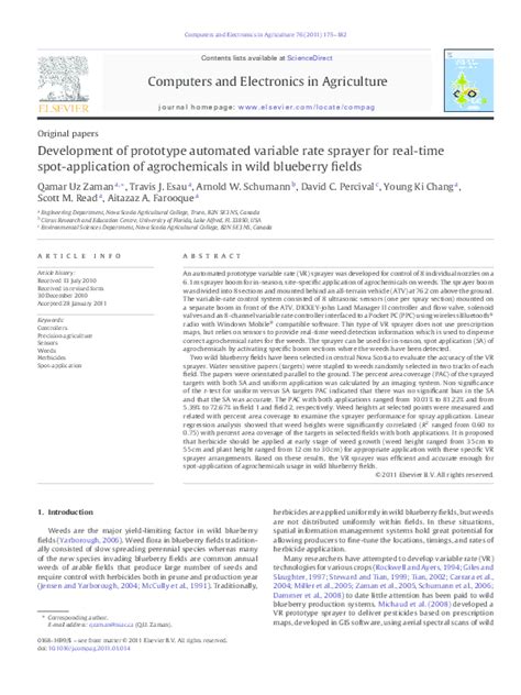 Pdf Development Of Prototype Automated Variable Rate Sprayer For Real