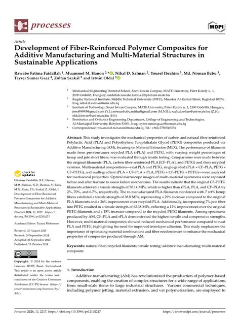 Development Of Fiber Reinforced Polymer Composites For Additive Manufacturing And Multi Material