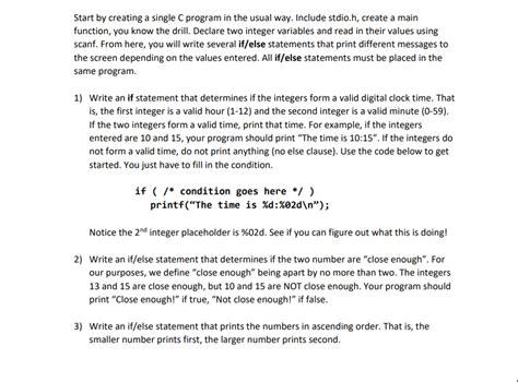 Solved Start By Creating A Single C Program In The Usual