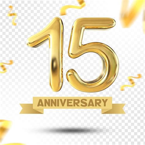 Número De Plantilla 3d De Aniversario De Oro De 15 Años Archivo Psd