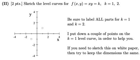 Solved II Pts Sketch The Level Curves For F X Y Xy Chegg Com
