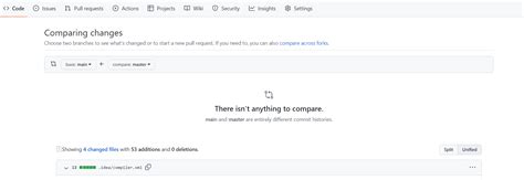 Github There Isnt Anything To Compare Main And Master Are Entirely Different Commit