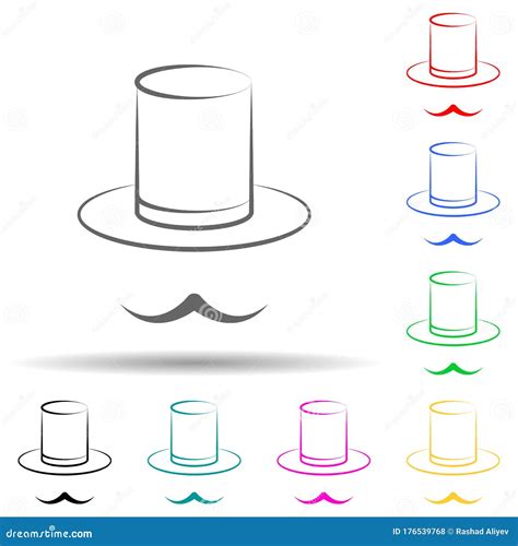 Top Hat And Mustache Multi Color Set Icon Simple Thin Line Outline Of Theatre Icons For Ui And