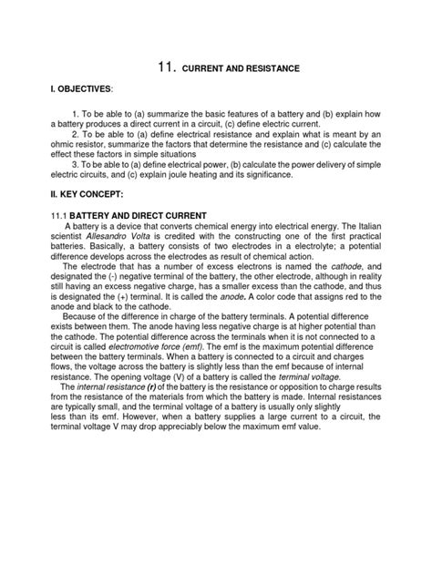 Chap 11 Current And Resistance Pdf Electric Current Voltage