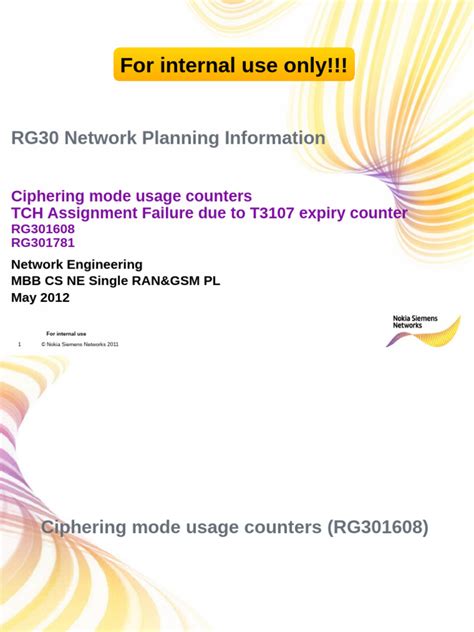 Ciphering Mode Usage Counters Tch Assignment Failure Due To T3107
