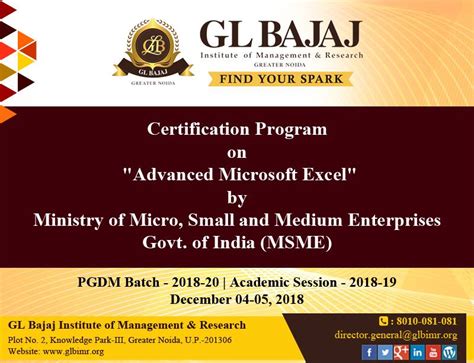 Certificate Program Advanced Microsoft Excel « Gl Bajaj