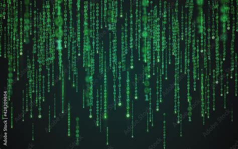 Matrix Background Binary Code Texture Falling Green Numbers Data Visualization Concept