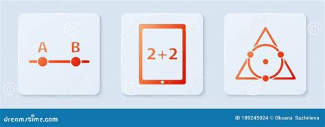 Set Tablet With Calculator Graph Schedule Chart Diagram And Triangle Math White Square