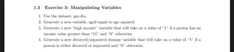 13 Exercise 3 Manipulating Variables 1 Use The