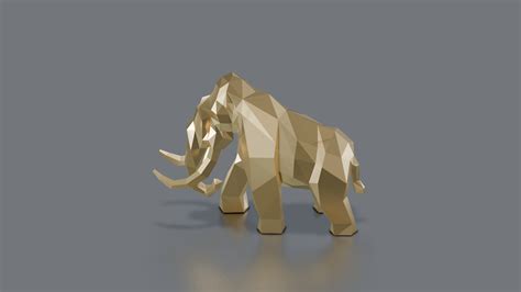 3d Elephant Parametric Polygonal Sculpture For 3d Printing Model