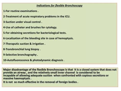 Ppt Indications For Flexible Bronchoscopy 1 For Routine Examinations