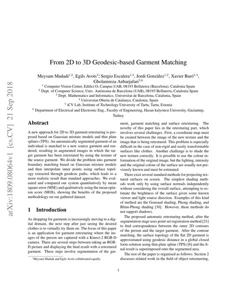 PDF From D To D Geodesic Based Garment Matching