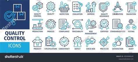 Quality Control Icon Set Vector Concept Stock Vector Royalty Free