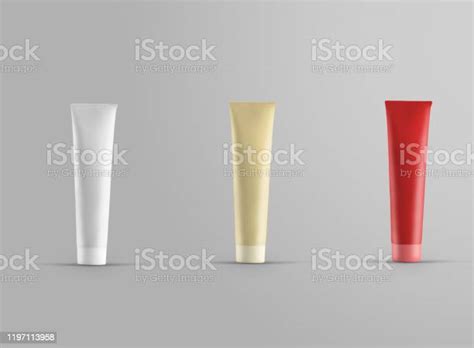 디자인 프리젠 테이션을위한 회색 배경에 컬러 튜브의 템플릿입니다 3가지 개체에 대한 스톡 사진 및 기타 이미지 3가지 개체