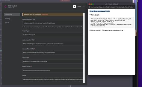 Highlevel Oauth2 Error Unprocessable Entity Questions N8n Community