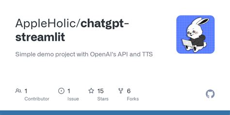 Github Appleholicchatgpt Streamlit Simple Demo Project With Openais Api And Tts
