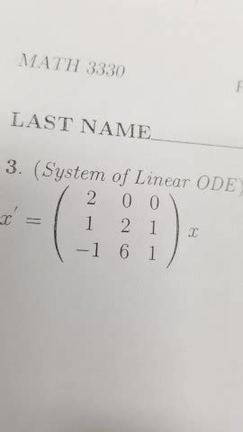 Solved System Of Linear ODE X X Chegg Com