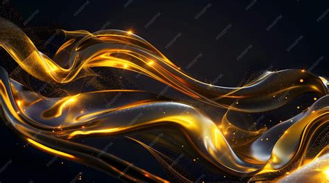 Black And Gold Liquid Patterns With Dynamic Motion Luxurious Liquid