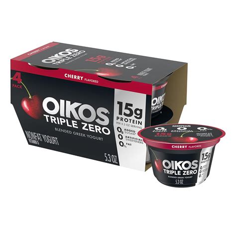Oikos Triple Zero Cherry Nonfat Greek Yogurt Pack 0 Fat
