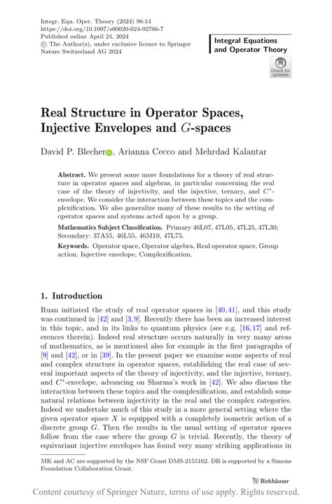 Real Structure In Operator Spaces Injective Envelopes And G Spaces Request Pdf