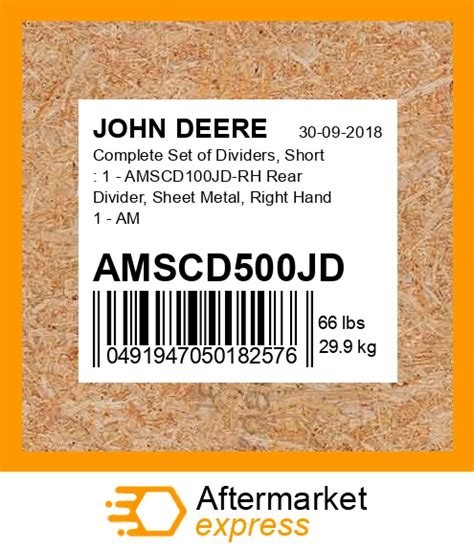 Amscd500jd Complete Set Of Dividers Short 1 Amscd100jd Rh Rear