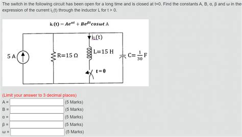 solved the switch in the following circuit has been open for