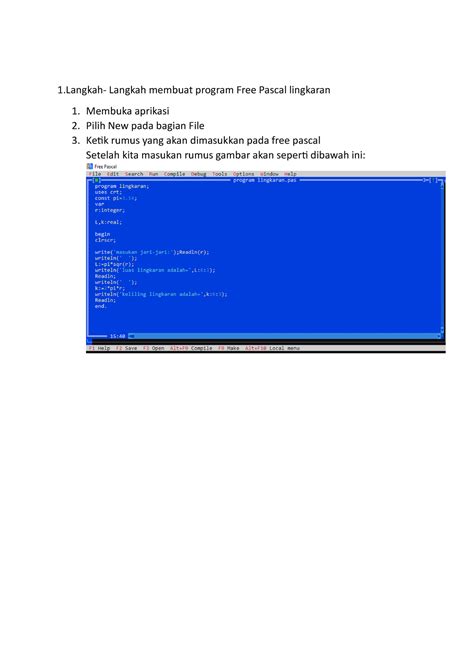 tugas pascal lingkaran 1 langkah membuat program free pascal