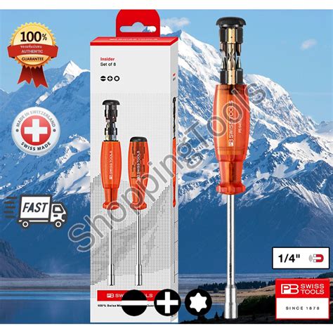 Pb Swiss Tools ไขควงพร้อมดอก 8 ดอกในด้าม รุ่น Premium Box Pb 6465