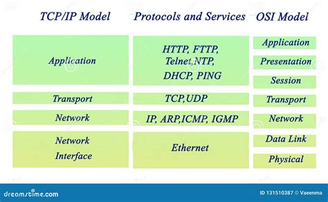 Osi And Tcp Ip Protocols Stock Illustration Illustration Of Communication 131510387
