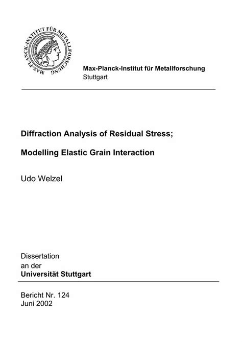 Pdf Diffraction Analysis Of Residual Stress Modelling Elastic Dokumen Tips