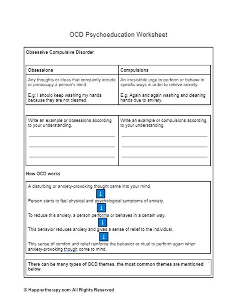 Ocd Psychoeducation Worksheet Happiertherapy