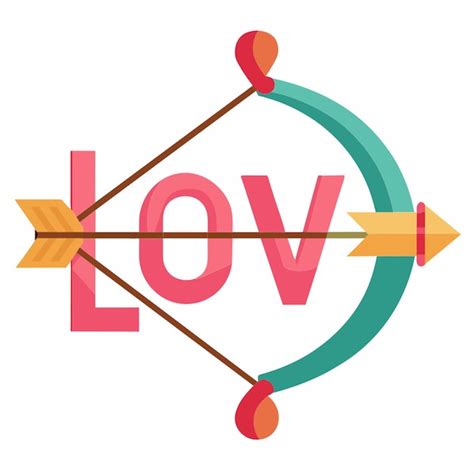 Cupid Bow Arrow With Love Flat Illustration On White Background Vector Illustration Premium Ai
