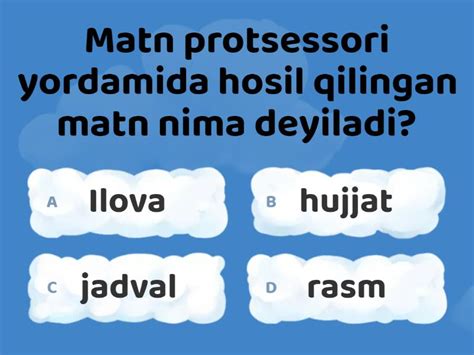6 Sinf Informatika Test Quiz