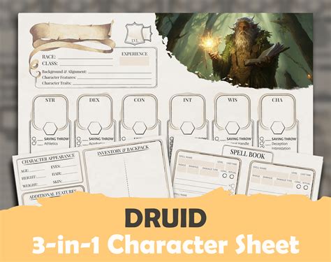 Dnd 5e Druid Character Sheet High Quality Fillable Pdf For 5th Edition