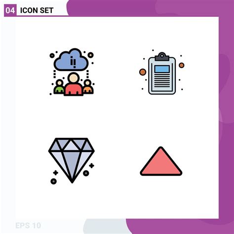 Group Of 4 Modern Filledline Flat Colors Set For Cloud Canada Check