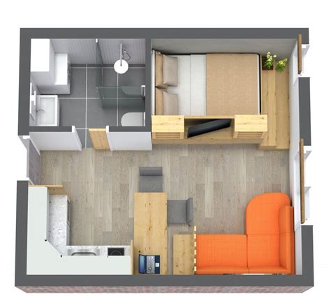 Compact Studio Apartment Floor Plan With Clever Storage Apartment