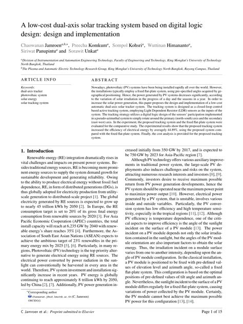 Pdf A Low Cost Dual Axis Solar Tracking System Based On Digital Logic Design Design And