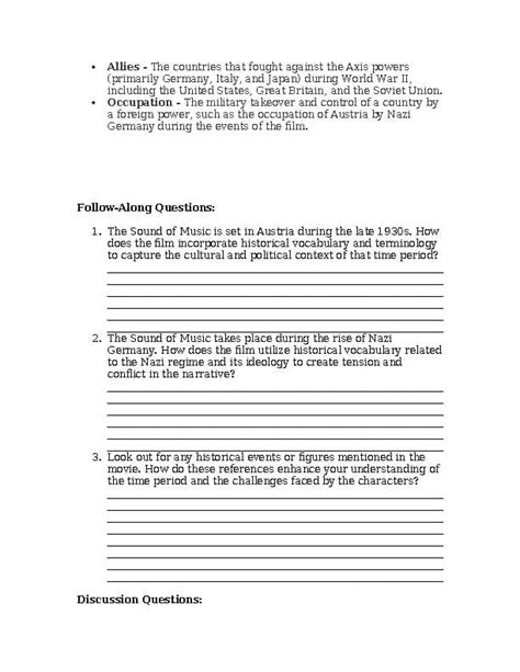 History Classthe Sound Of Music 1965movie Viewing Guide Summary