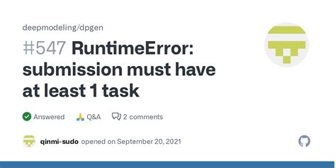 Runtimeerror Submission Must Have At Least 1 Task · Deepmodeling Dpgen · Discussion 547 · Github