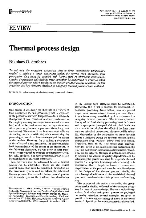 Pdf Thermal Process Design