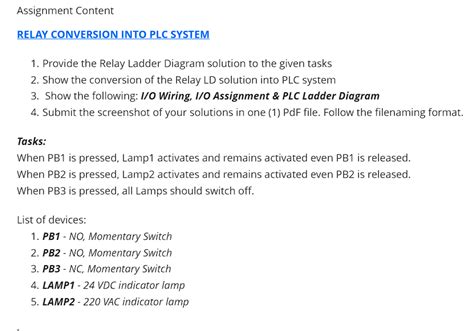 Solved RELAY CONVERSION INTO PLC SYSTEM Provide The Relay Chegg Com