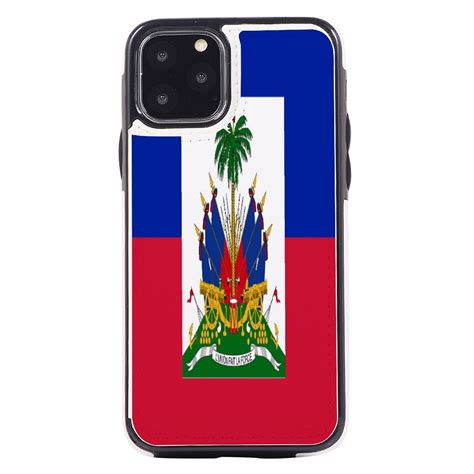 Haiti Haitian Flag Coat Of Arms Red Leather Wallet Case For Iphone 16 15 14 13 12 11 Pro Max
