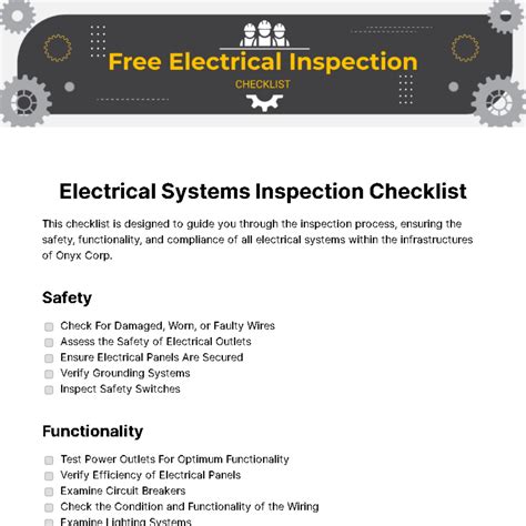 Electrical Inspection Checklist Template Edit Online And Download Example