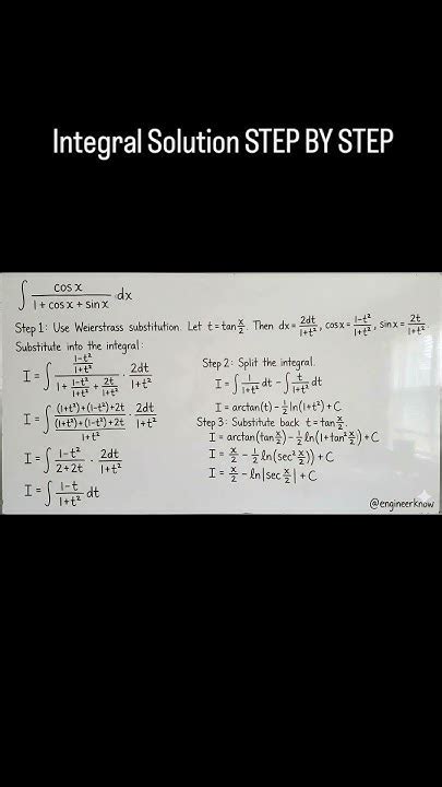 Integral Solution Step By Step Maths Integration Calculus Youtube