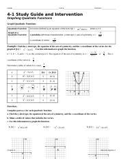 Study Guide And Intervention Graphing Quadratic Functions Docx NAME DATE PERIOD Study