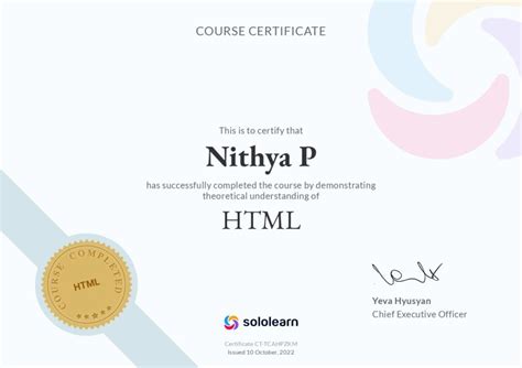 Sololearn Html Certificationcourse Nithya P