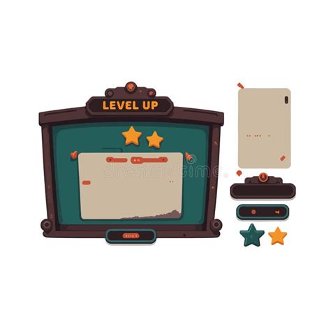 set of ui elements for 2d games and apps part 7 stock illustration